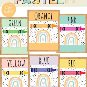 Pastel Boho Rainbow Color Word Posters - Etsy