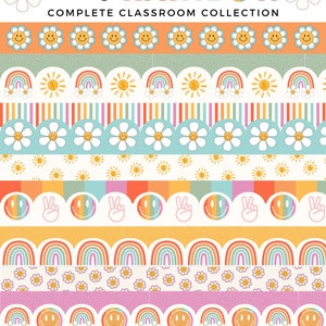 Retro Rainbow Bulletin Board Borders - Etsy