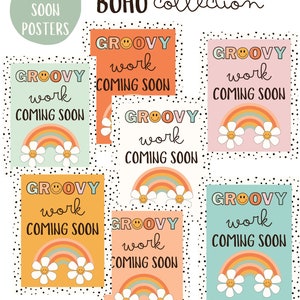 Groovy Boho Work Coming Soon Posters - Etsy