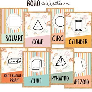 Groovy Boho Classroom Shape Posters - Etsy