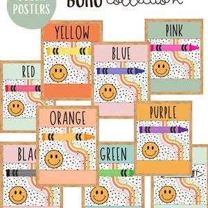 Groovy Boho Classroom Color Posters - Etsy
