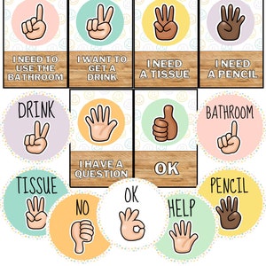 Pastel Boho Rainbow Hand Signals Classroom Posters [editable] - Etsy