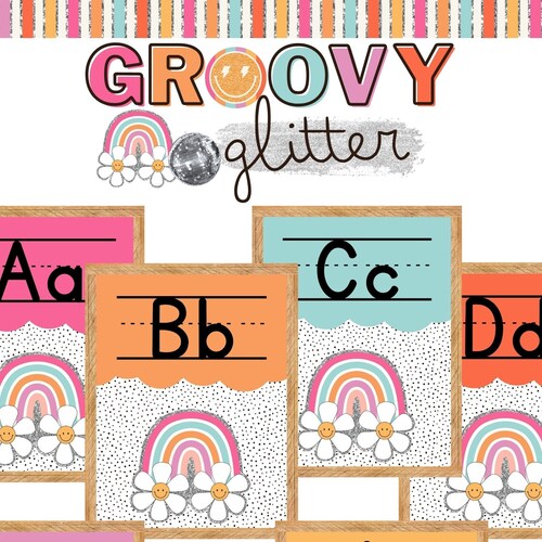 Groovy Classroom Decor Glitter Voice Level Posters - Etsy
