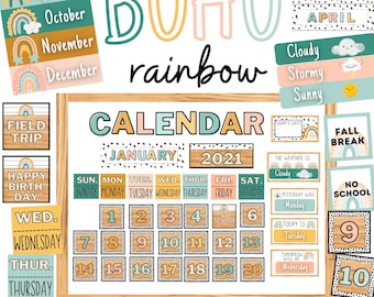 Modern Boho Rainbow Classroom Labels editable - Etsy