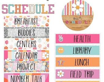 Boho Rainbow EDITABLE Schedule Cards Rainbow Classroom Decor - Etsy