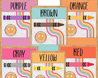 PRINTABLE Color Posters Pack Tie Dye Retro Classroom Decor Retro Colors ...