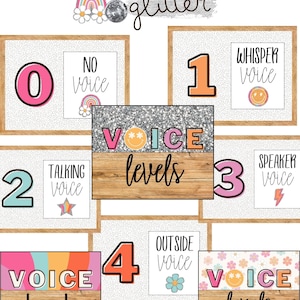 Groovy Glitter Voice Level Classroom Posters - Etsy