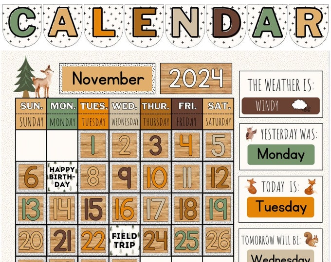 Neutral Classroom Calendar Display Neutral Classroom Decor Classroom ...