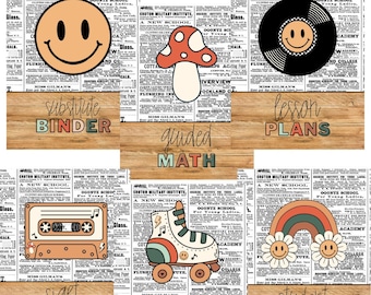 Binder Covers & Spines Editable Groovy Garden Retro Decor DIGITAL ...