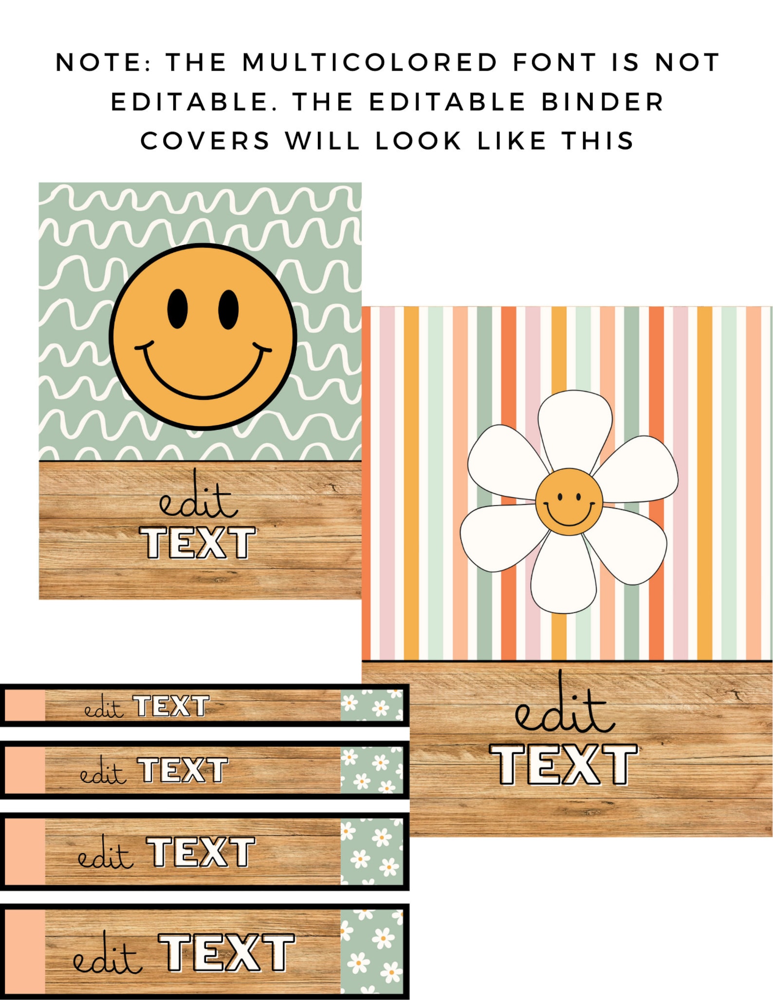 Groovy Boho Binder Covers editable - Etsy