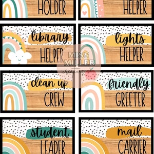 Modern Boho Rainbow Classroom Jobs Display [editable] - Etsy