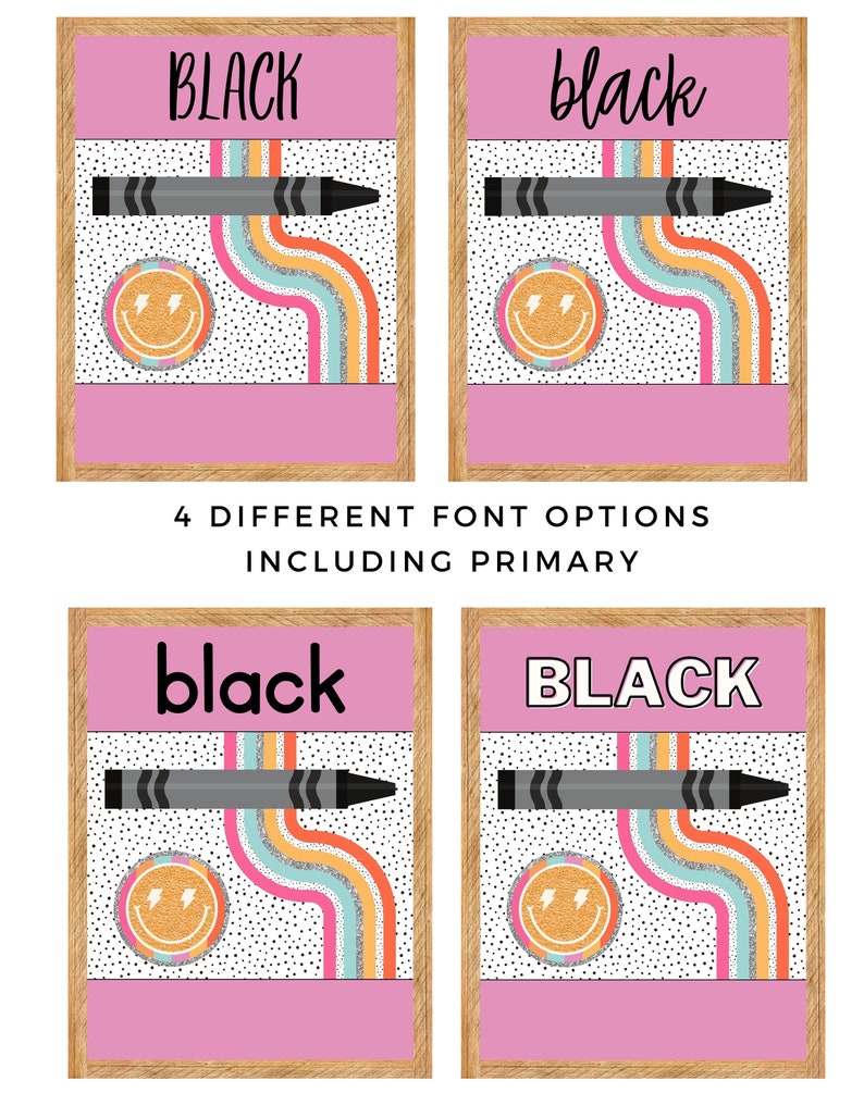 Groovy Glitter Classroom Color Posters - Etsy