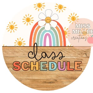 Retro Rainbow Classroom Schedule [editable] - Etsy
