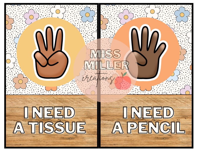 Daisy Dreams Hand Signals Classroom Posters editable - Etsy
