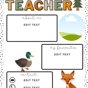 Woodland Meet the Teacher Template - Etsy