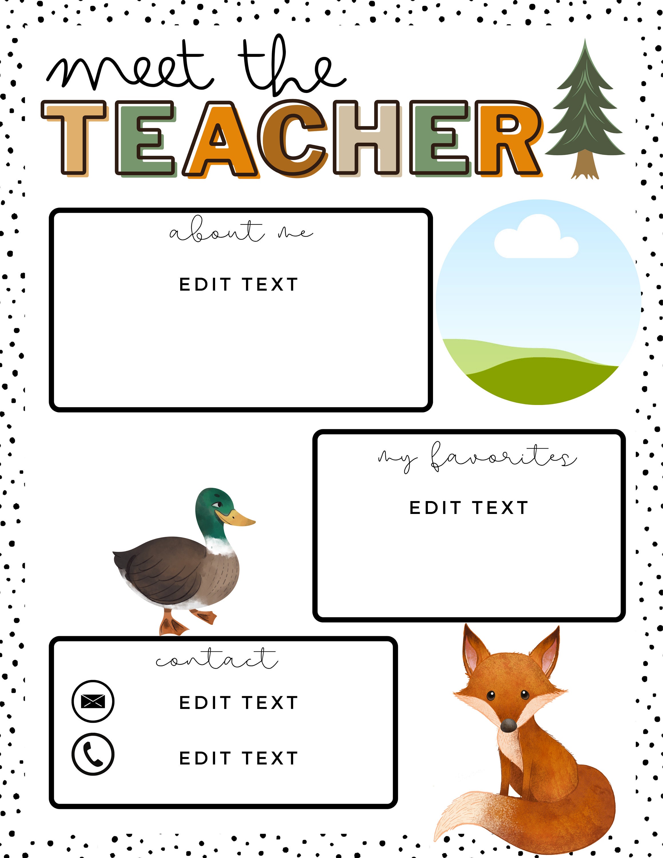 Woodland Meet the Teacher Template - Etsy
