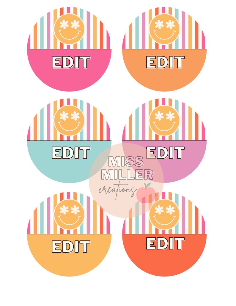 Groovy Glitter Classroom Labels editable - Etsy