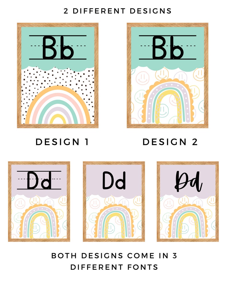 Pastel Boho Rainbow Alphabet Posters - Etsy