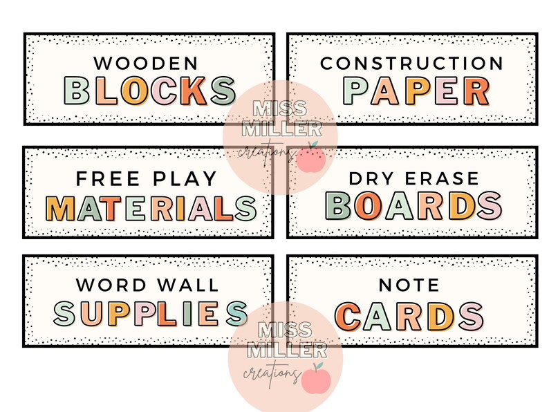 Groovy Boho Classroom Supply Labels - Etsy