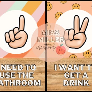 Groovy Boho Hand Signals Classroom Posters [editable] - Etsy