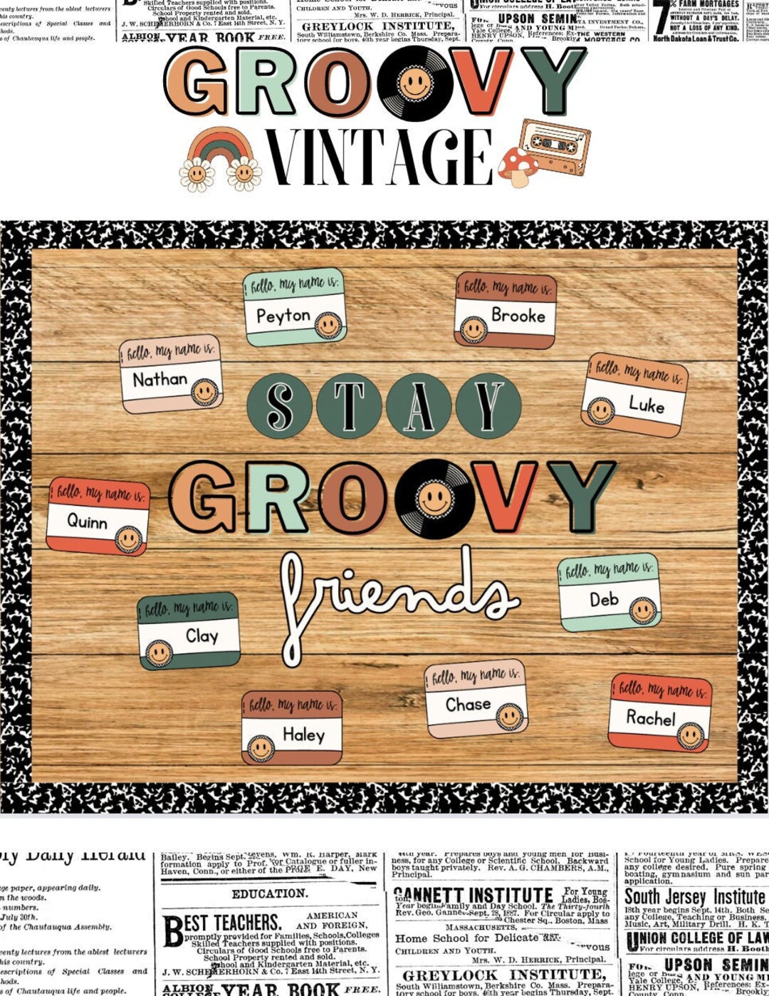 Groovy Vintage 'stay Groovy Friends' Bulletin Board Kit - Etsy