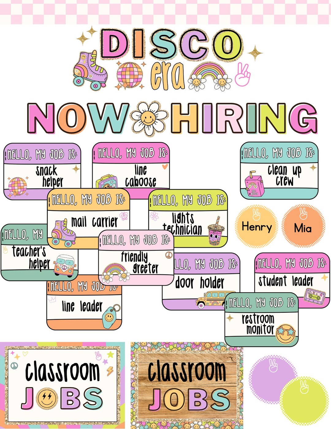 Disco Era Class Jobs Display [editable] - Etsy