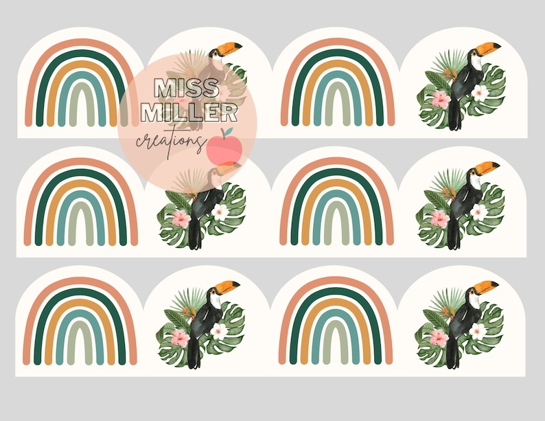 Boho Tropics Bulletin Board Borders - Etsy
