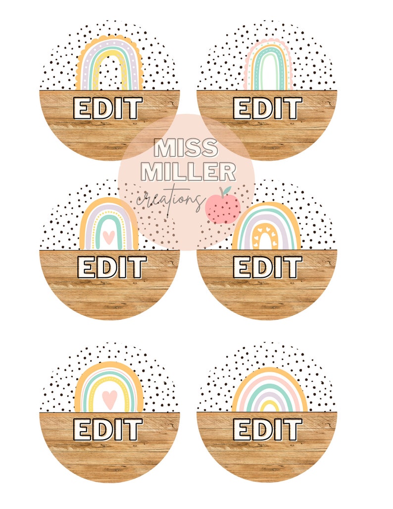 Pastel Boho Rainbow Classroom Labels editable - Etsy