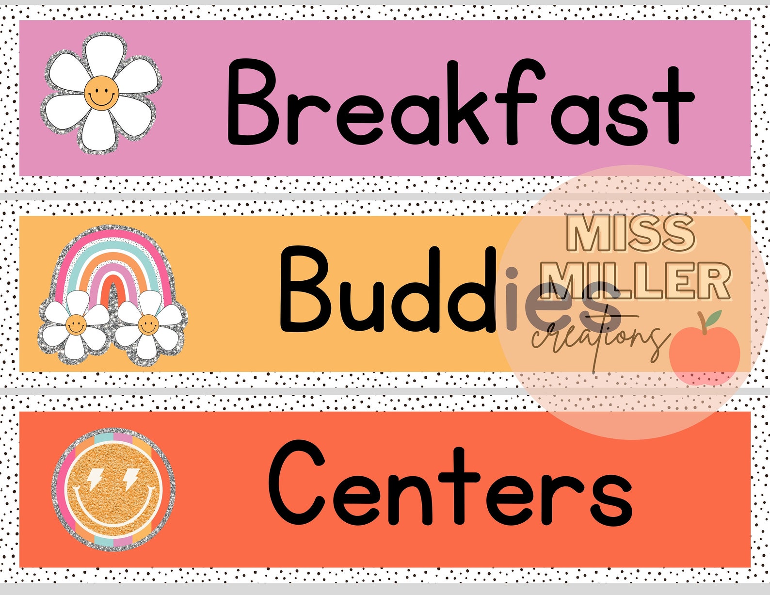 Groovy Glitter Classroom Schedule editable - Etsy