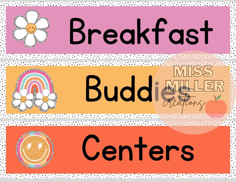 Groovy Glitter Classroom Schedule editable - Etsy