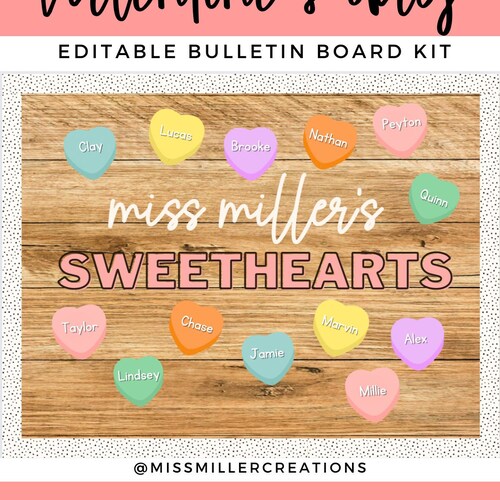 Valentine's Day Bulletin Board Kit. Sweet Heart Candy. - Etsy