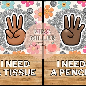 Groovy Glitter Hand Signals Classroom Posters [editable] - Etsy