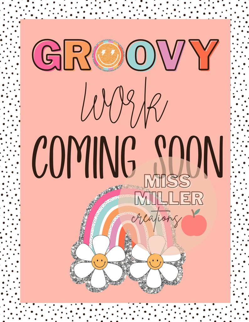 Groovy Glitter Work Coming Soon Posters - Etsy