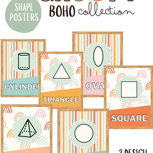 Groovy Boho Classroom Shape Posters - Etsy