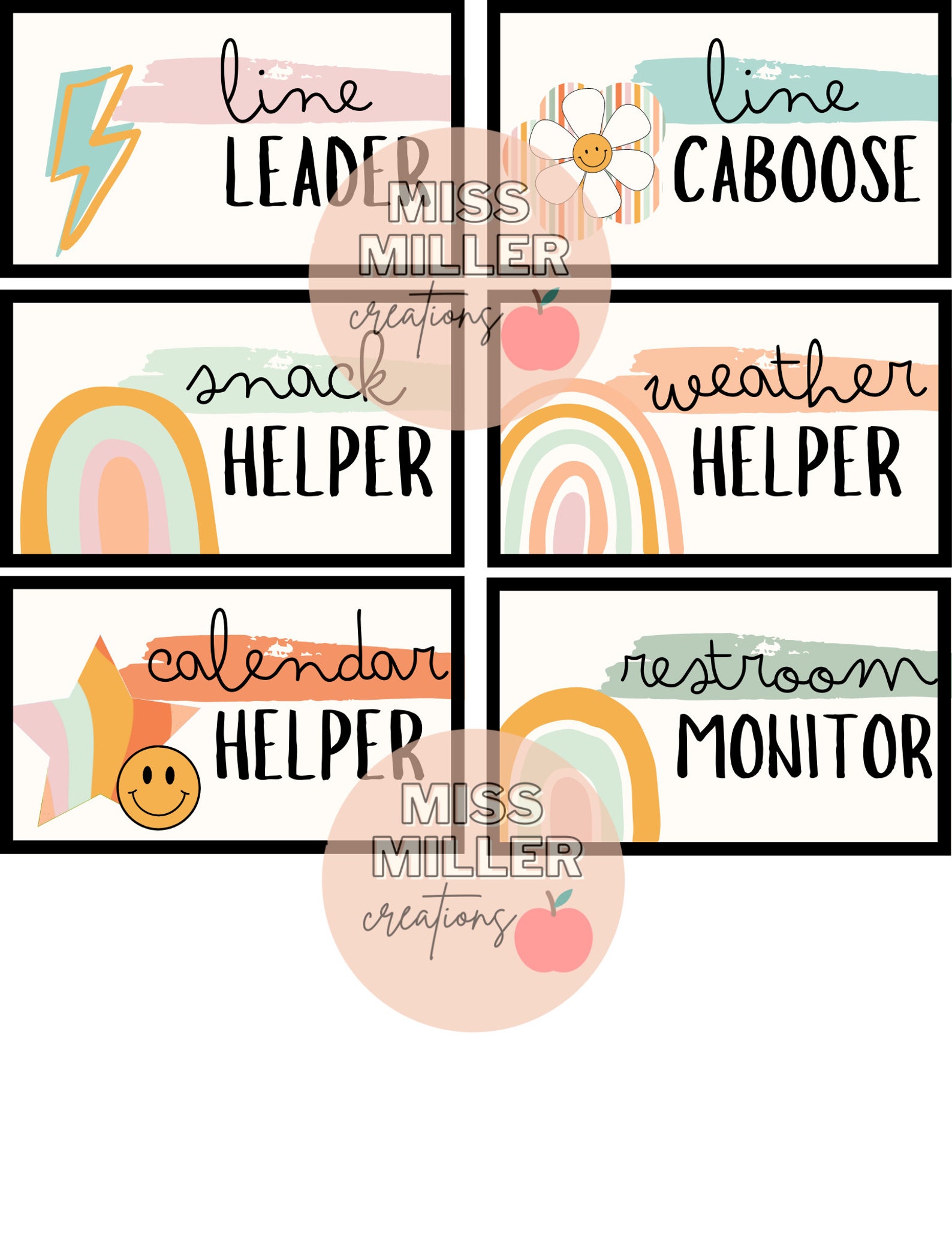 Groovy Boho Class Jobs Display editable - Etsy