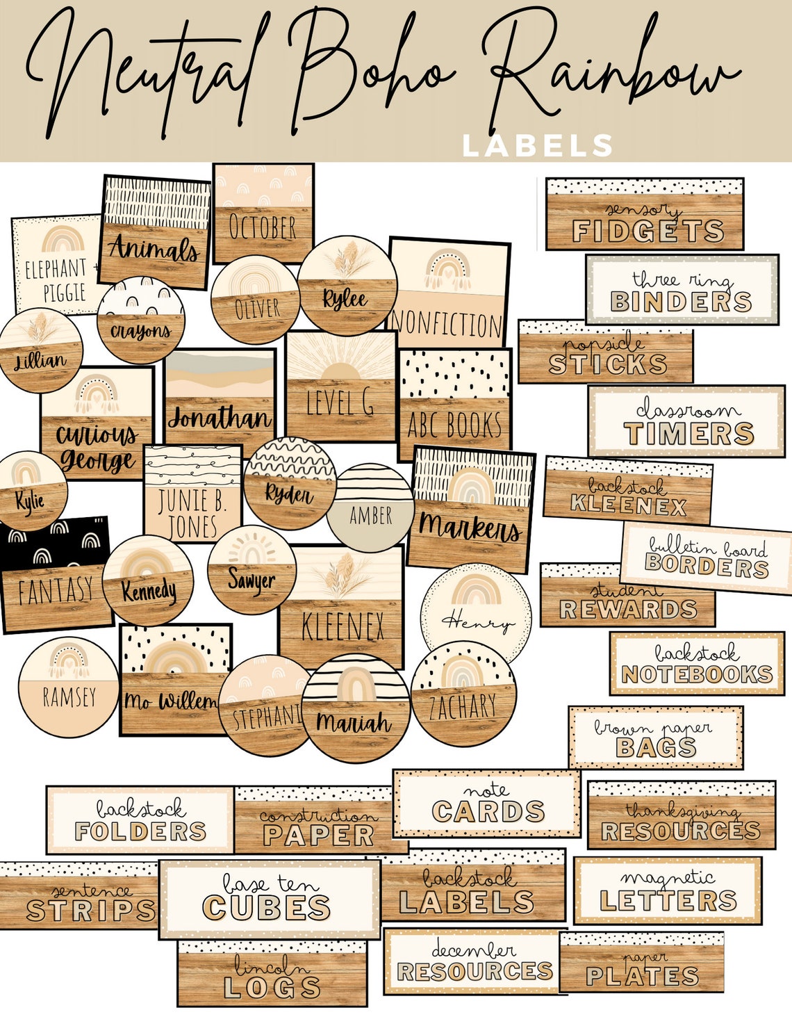 Neutral Boho Rainbow Complete Classroom Collection - Etsy