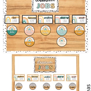 Modern Boho Rainbow Classroom Jobs Display editable | Etsy Australia