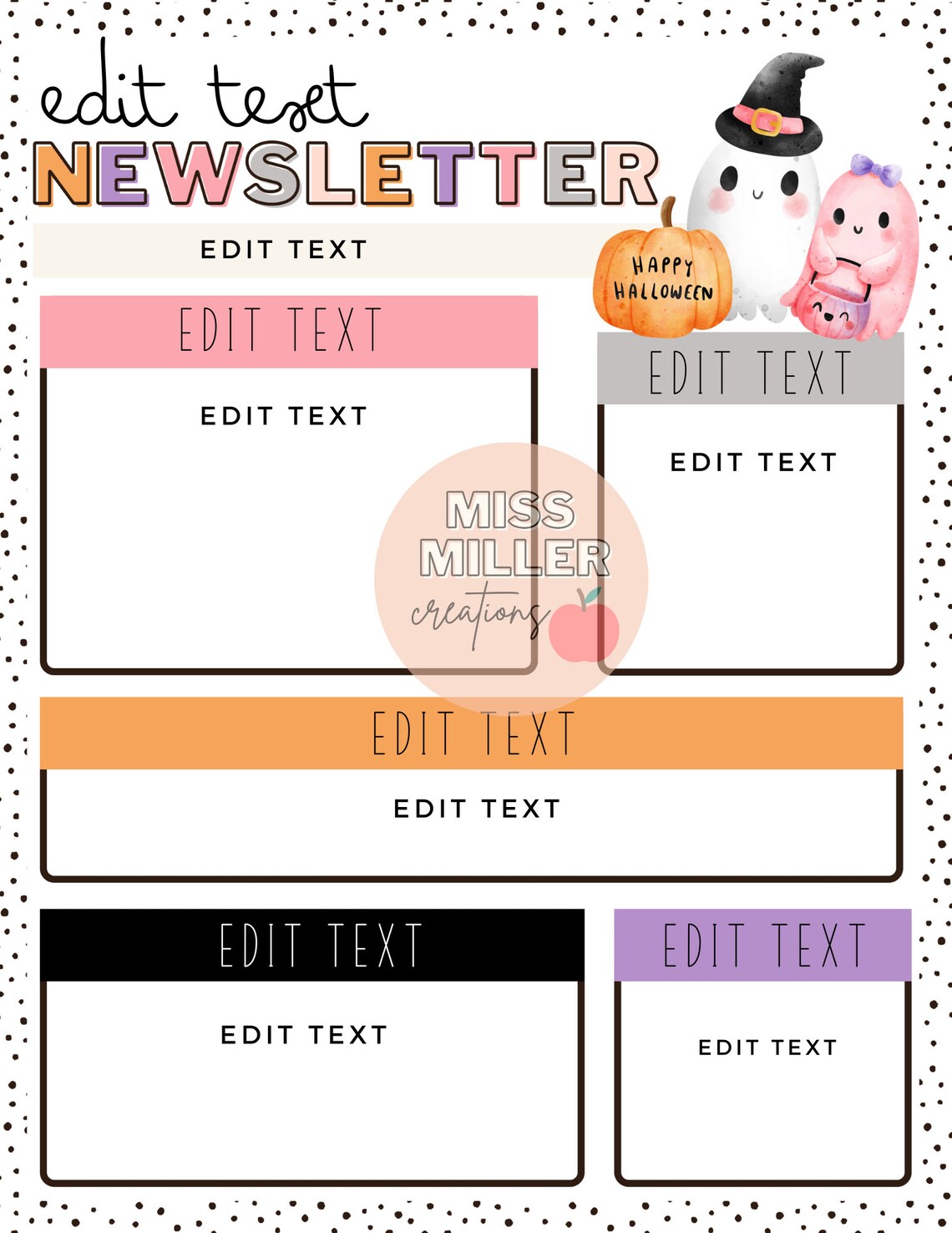 Modern Halloween Newsletter Template [editable] - Etsy