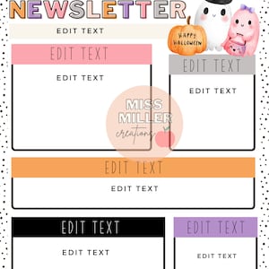 Modern Halloween Newsletter Template [editable] - Etsy
