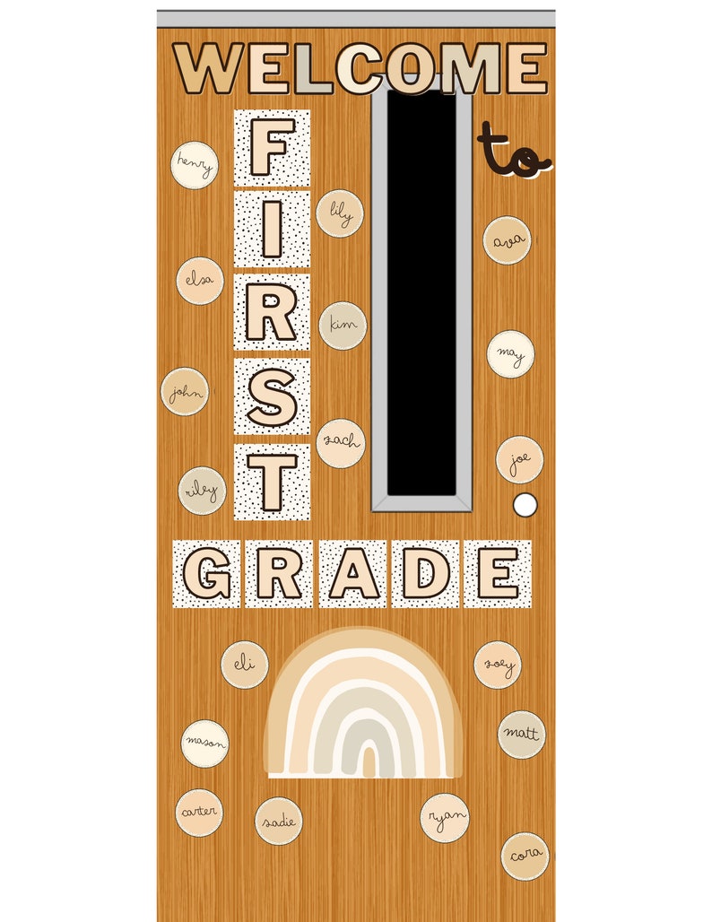 Neutral Boho Rainbow Classroom Door Display editable - Etsy