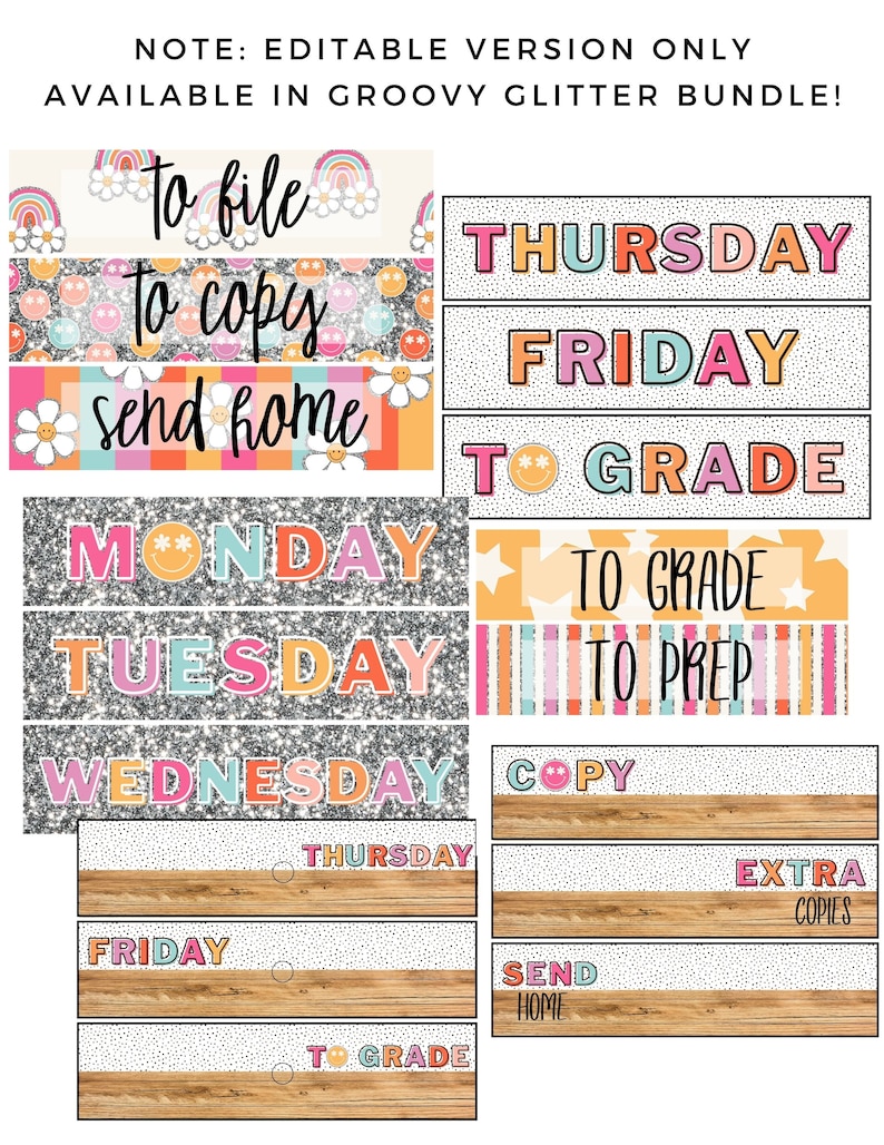 Groovy Glitter 10-drawer Cart Labels - Etsy