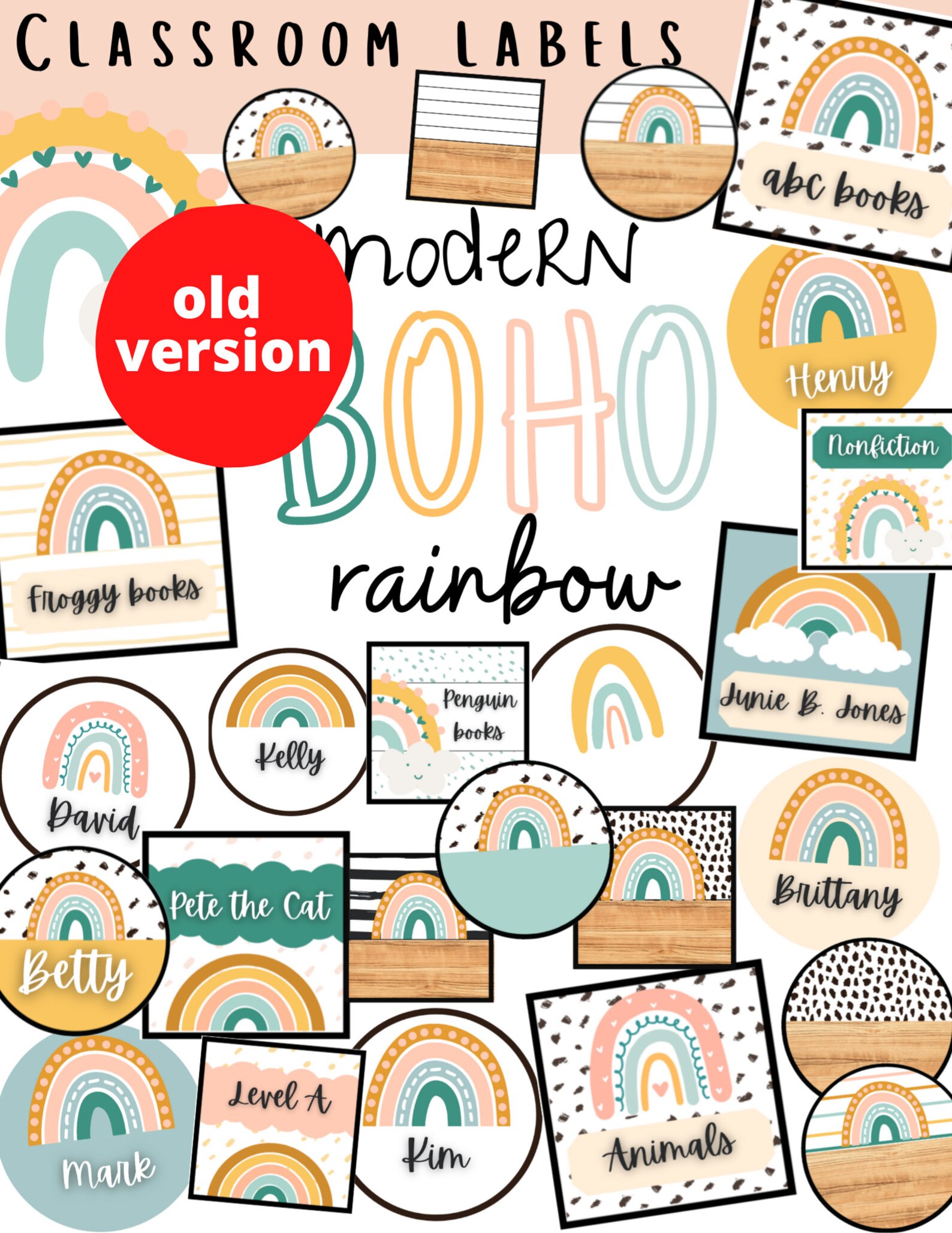Modern Boho Rainbow Classroom Labels editable - Etsy UK