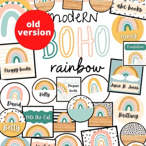 Modern Boho Rainbow Classroom Labels editable - Etsy