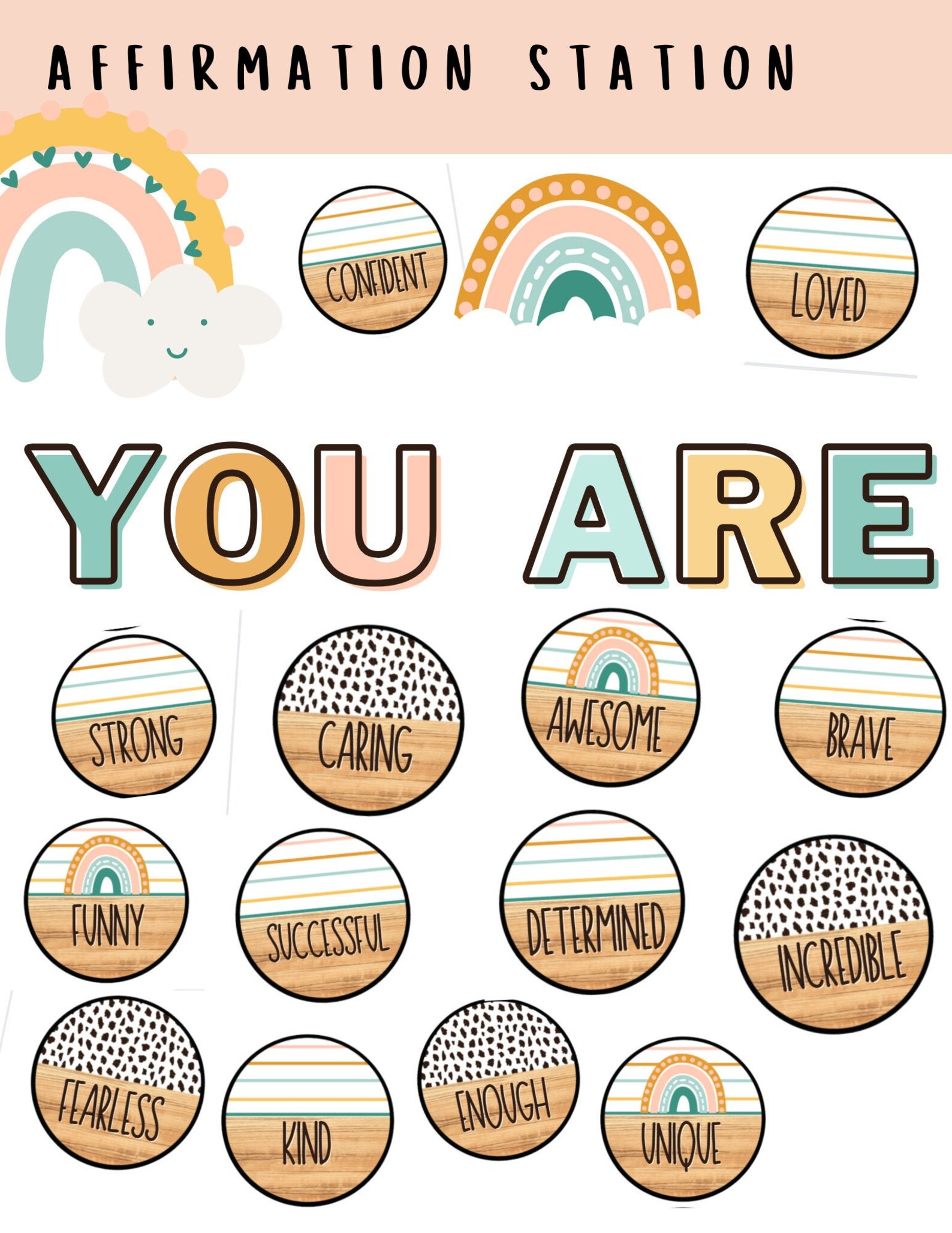 Modern Boho Rainbow Affirmation Station | Etsy