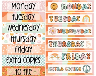 Modern Boho Fun Groovy 10 Drawer Rolling Cart Labels, Classroom Labels ...