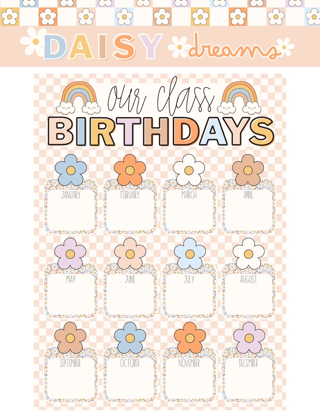 Daisy Dreams Class Birthday Poster Digital Download - Etsy