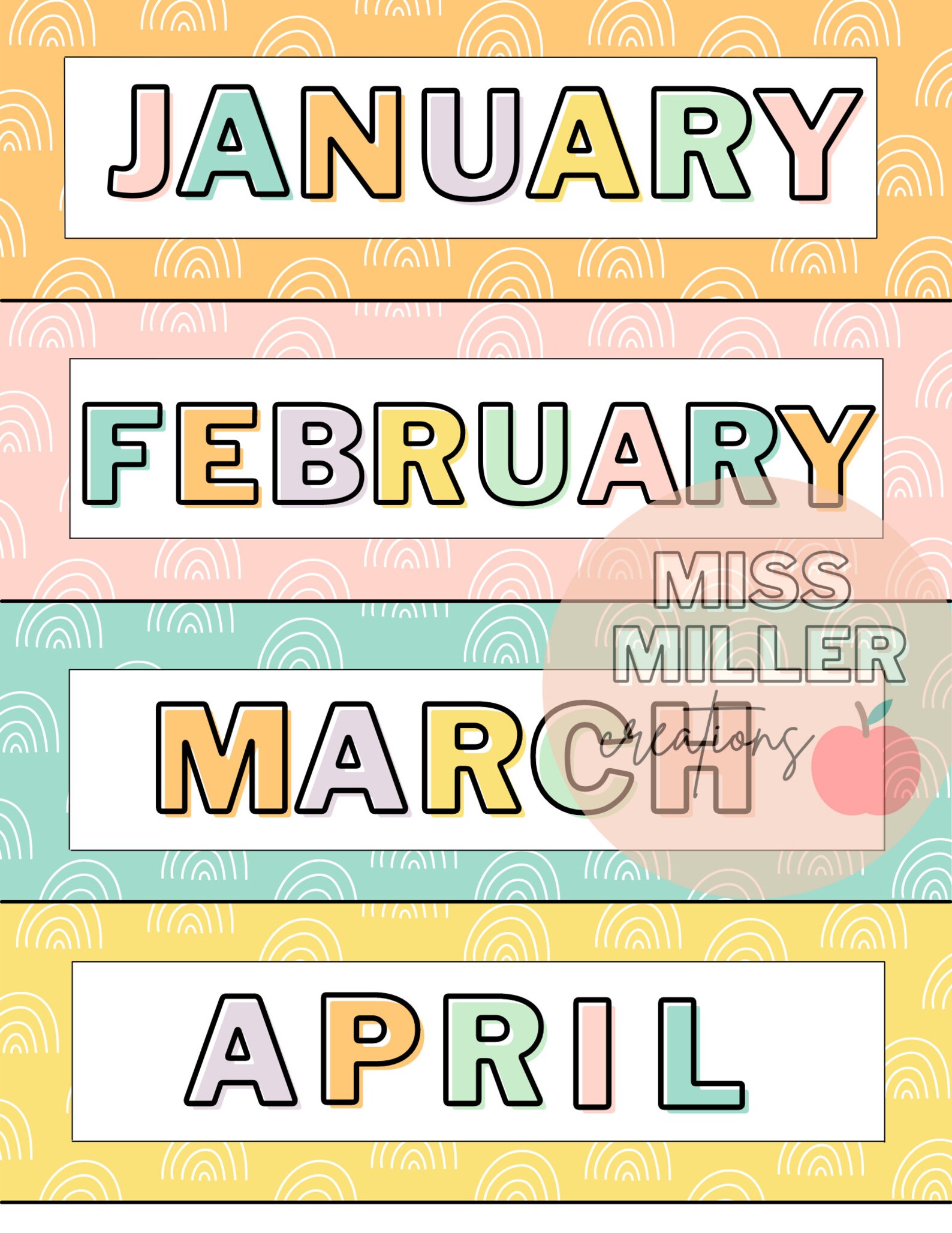 Pastel Boho Rainbow Classroom Calendar editable Features - Etsy Canada