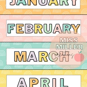 Pastel Boho Rainbow Classroom Calendar - Etsy