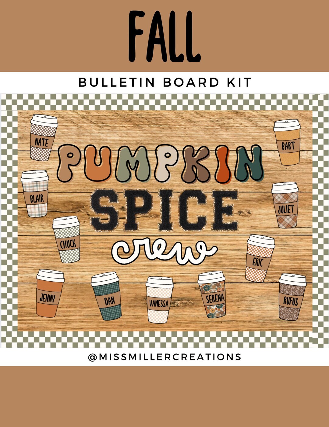 Pumpkin Spice Crew [groovy Fall] Bulletin Board Kit - Etsy