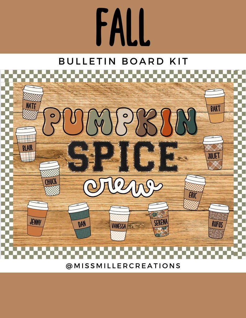 Pumpkin Spice Crew [groovy Fall] Bulletin Board Kit - Etsy